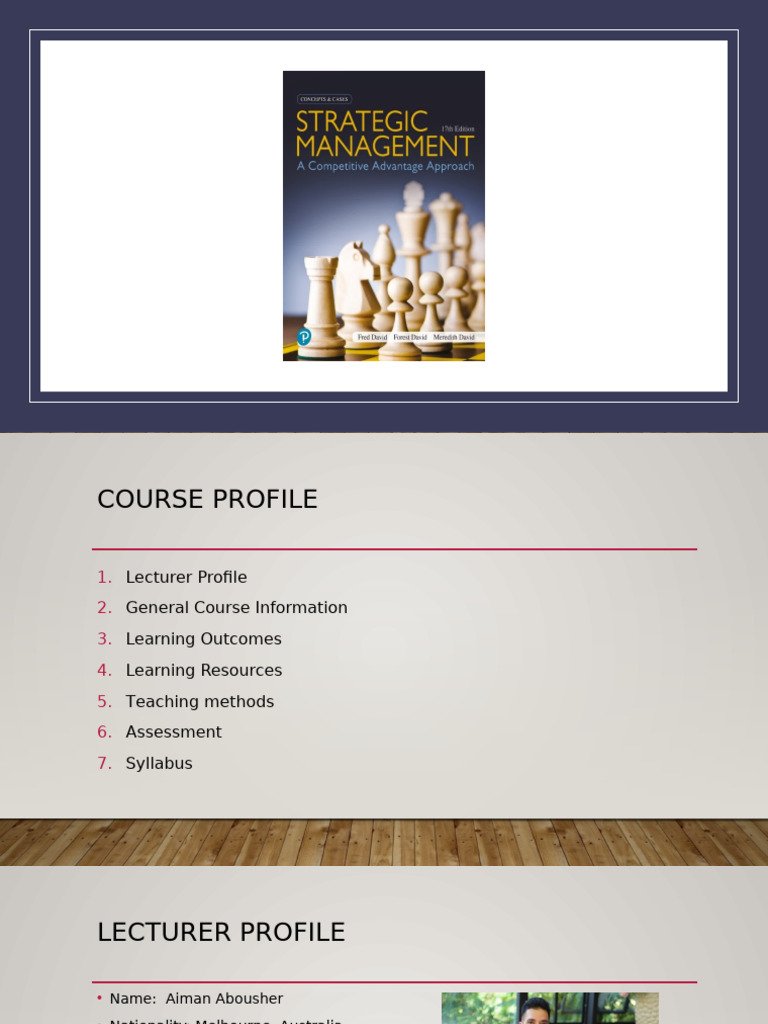 Week 1 - Strategic Management - Course Profile | PDF | Strategic ...