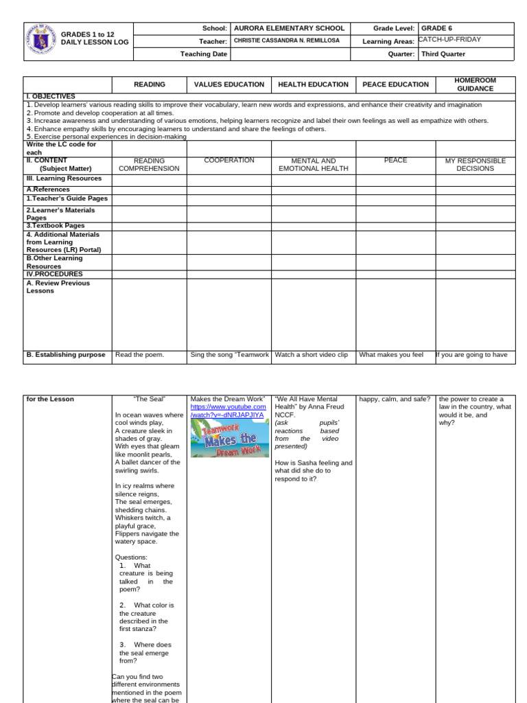 Sample DLL Catch-Up Friday | PDF | Empathy | Learning