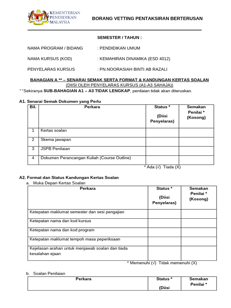 Borang Vetting | PDF