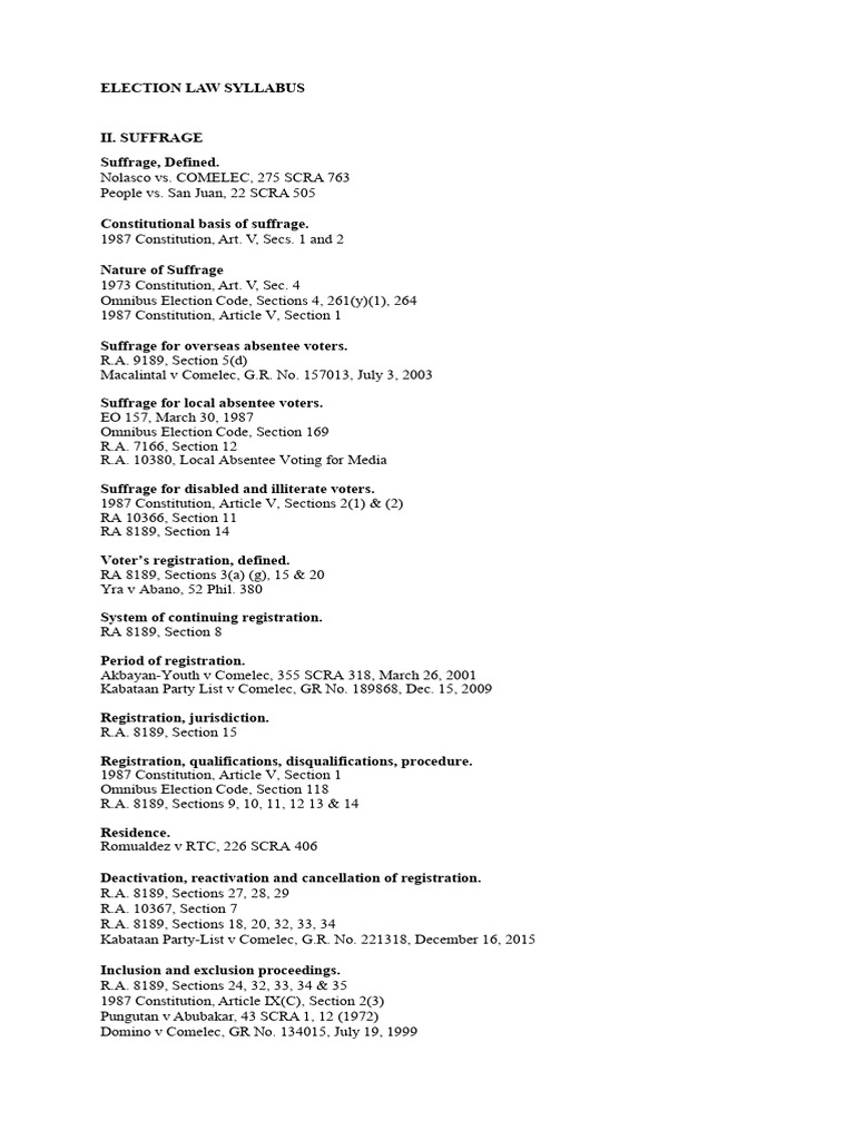 Part-II-IV-Syllabus - Election Law | PDF | Commission On Elections ...