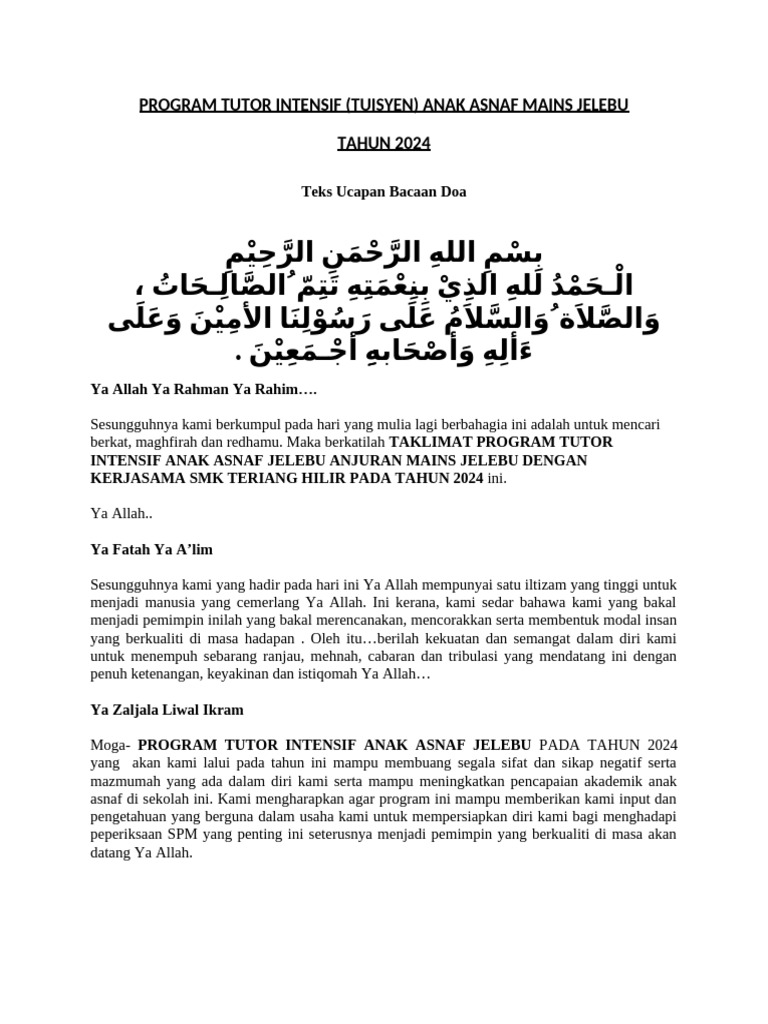 Doa Program MAINS | PDF