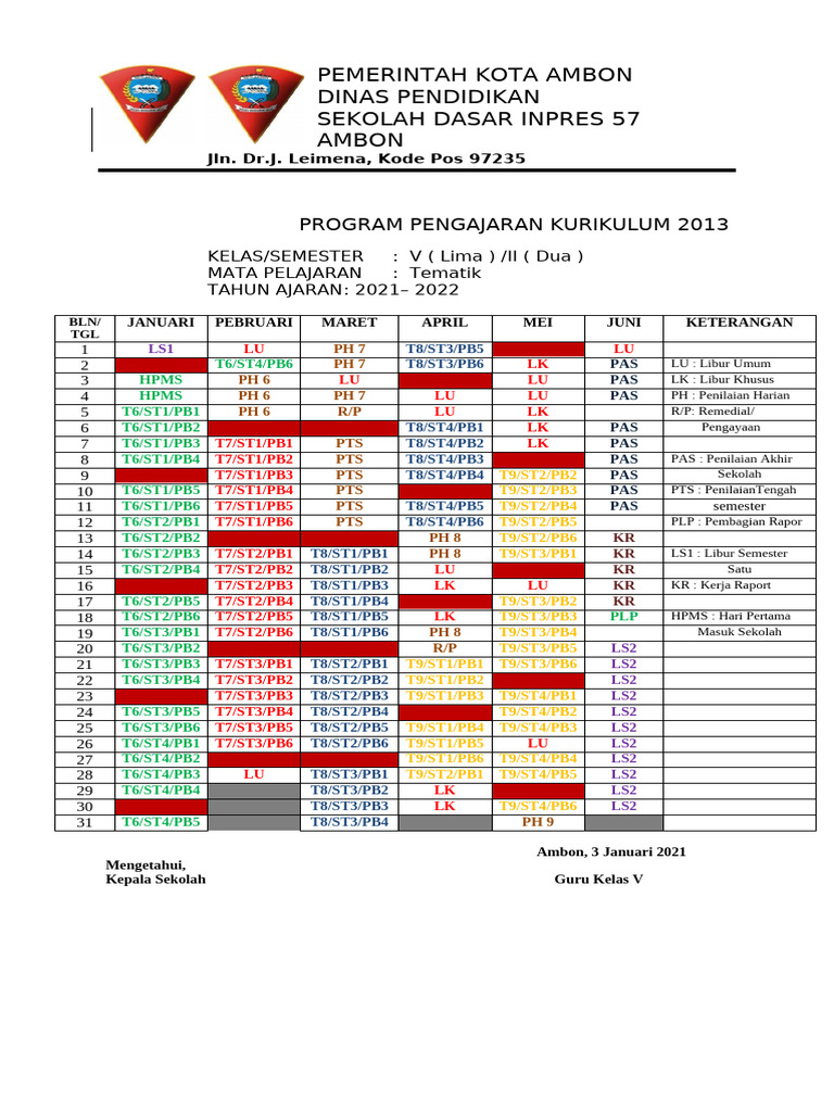 PROGRAM PENGAJARAN k13 SMTR 2 | PDF