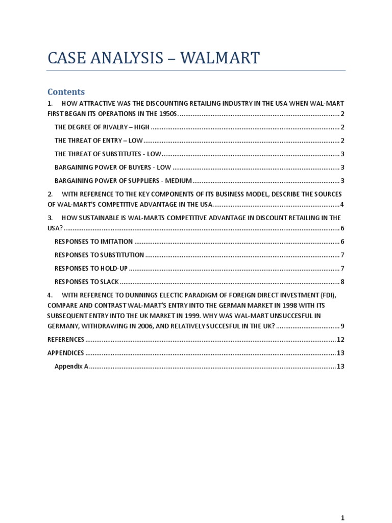 Walmart Assignment1 | PDF | Walmart | Competitive Advantage