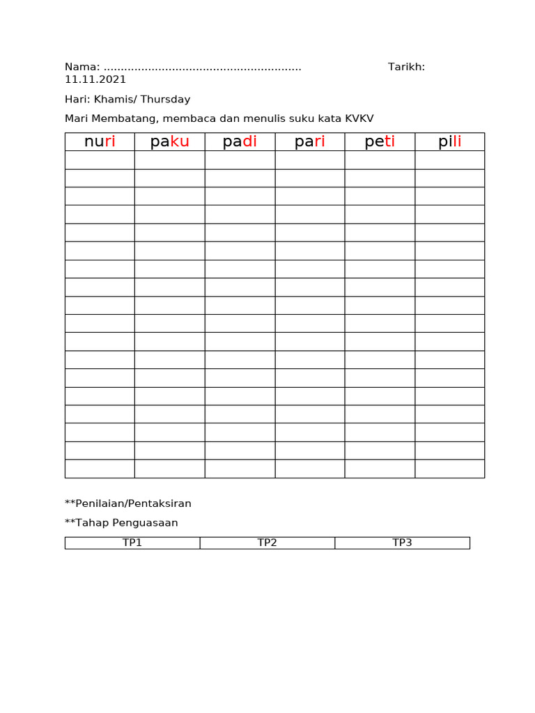 Suku Kata KVKV | PDF