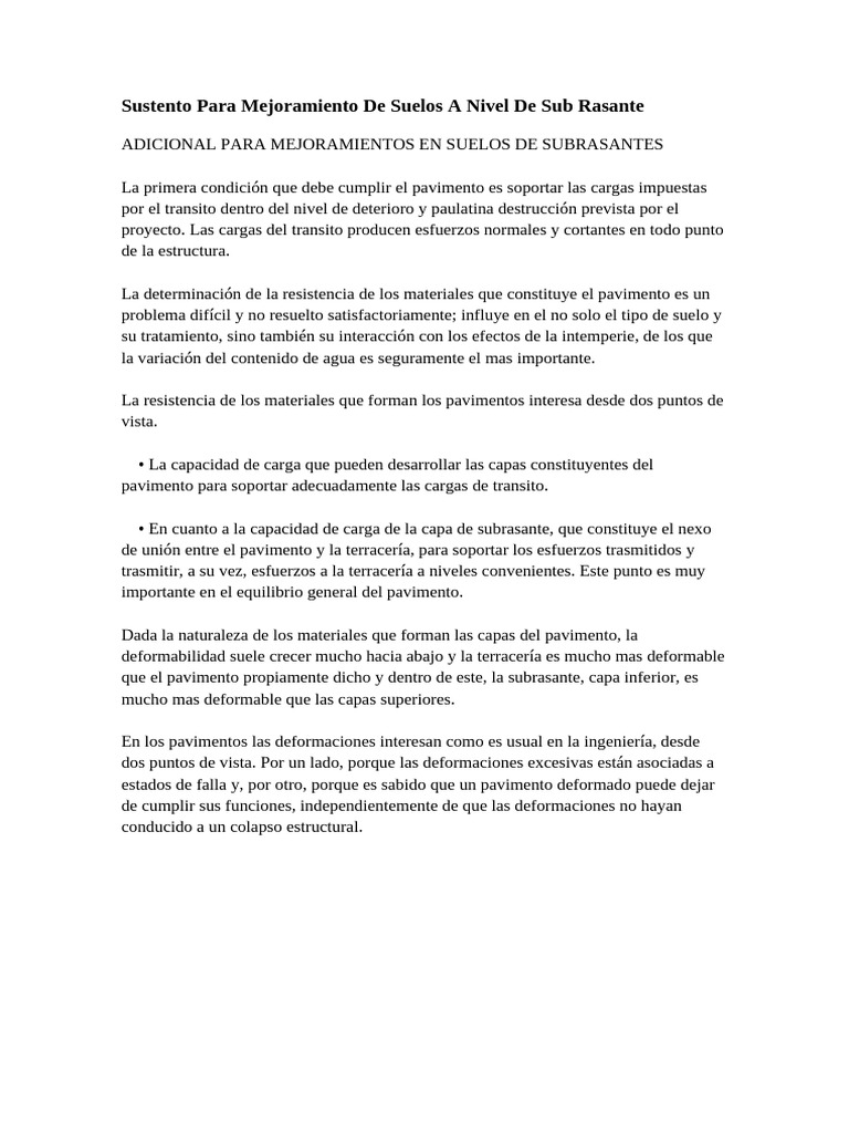 Sustento Para Mejoramiento de Suelos a Nivel de Sub Rasante | PDF