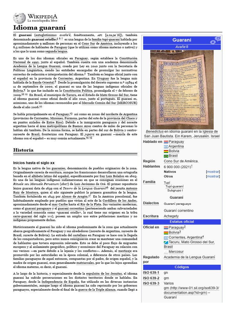 Idioma guaraní - Wikipedia, la enciclopedia libre | PDF | Verbo | Paraguay