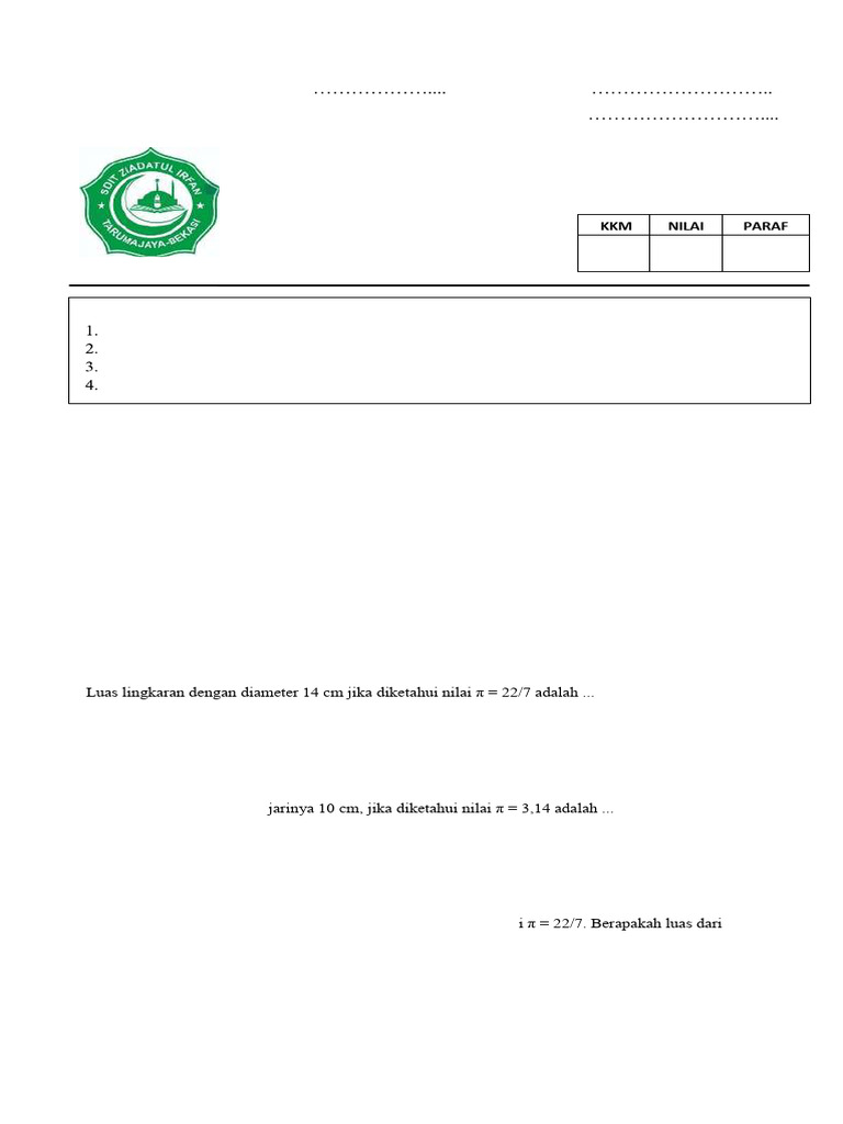 Soal STS MTK Semeter 2 Kls 6 | PDF
