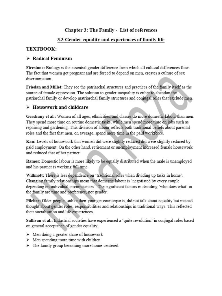 The Family- List of References - 3.3 gender equality and experience of ...
