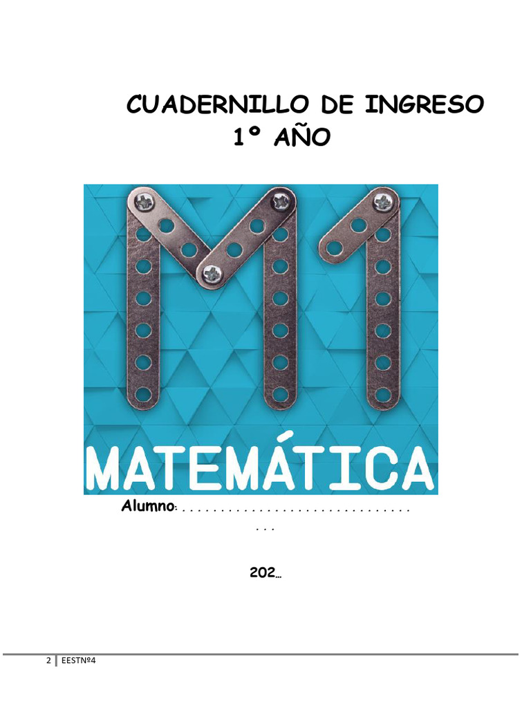 Cuadernillo de Ingreso Matemática 1er Año-1 | PDF | Exponenciación | División (Matemáticas)