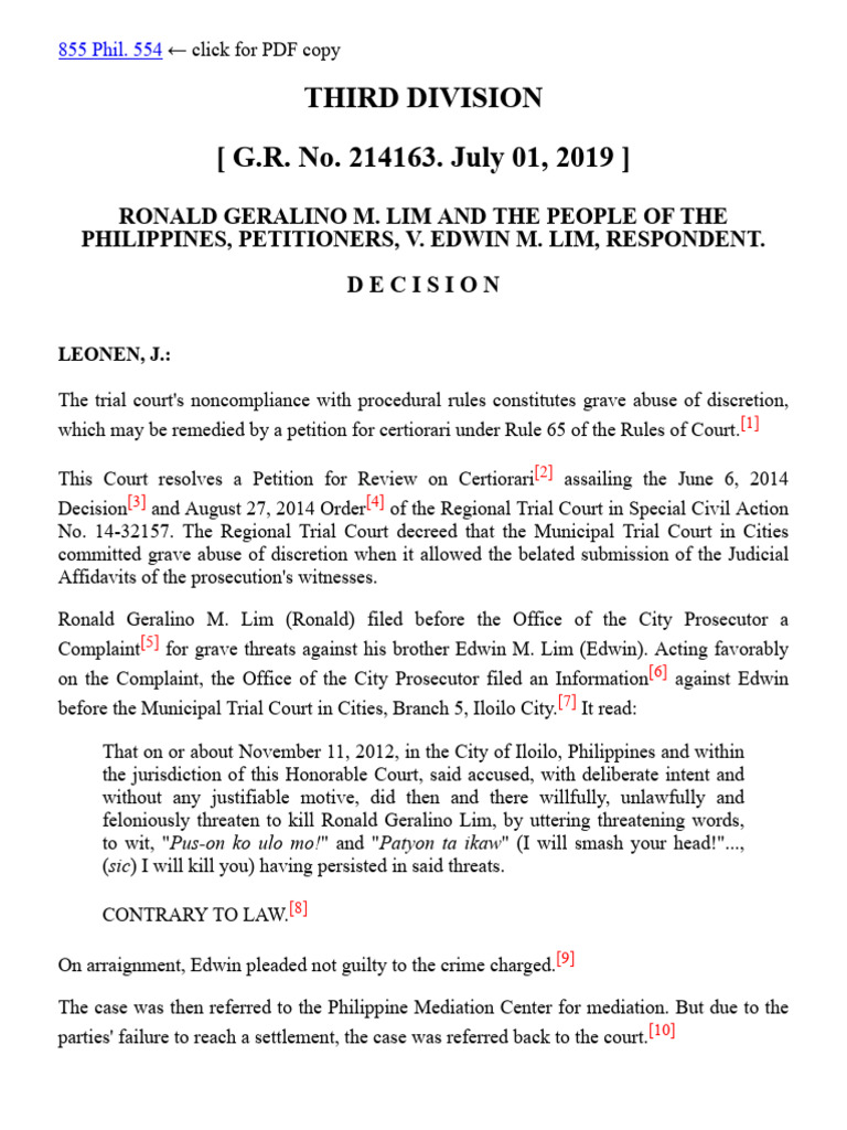 5 Lim and The People of The Philippines vs. Lim G.R. No. 214163 1 Jul ...