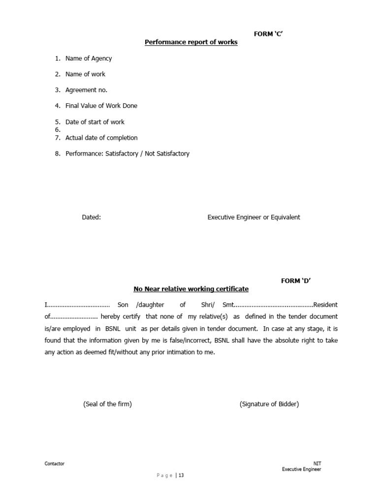 BSNL Tender Performance and Guarantee Forms | PDF | Banks | Civil Law ...