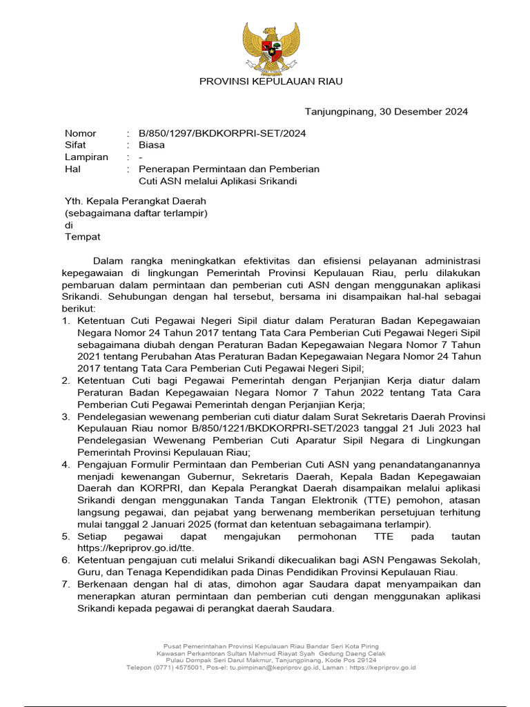 Cuti ASN Melalui Aplikasi Srikandi | PDF