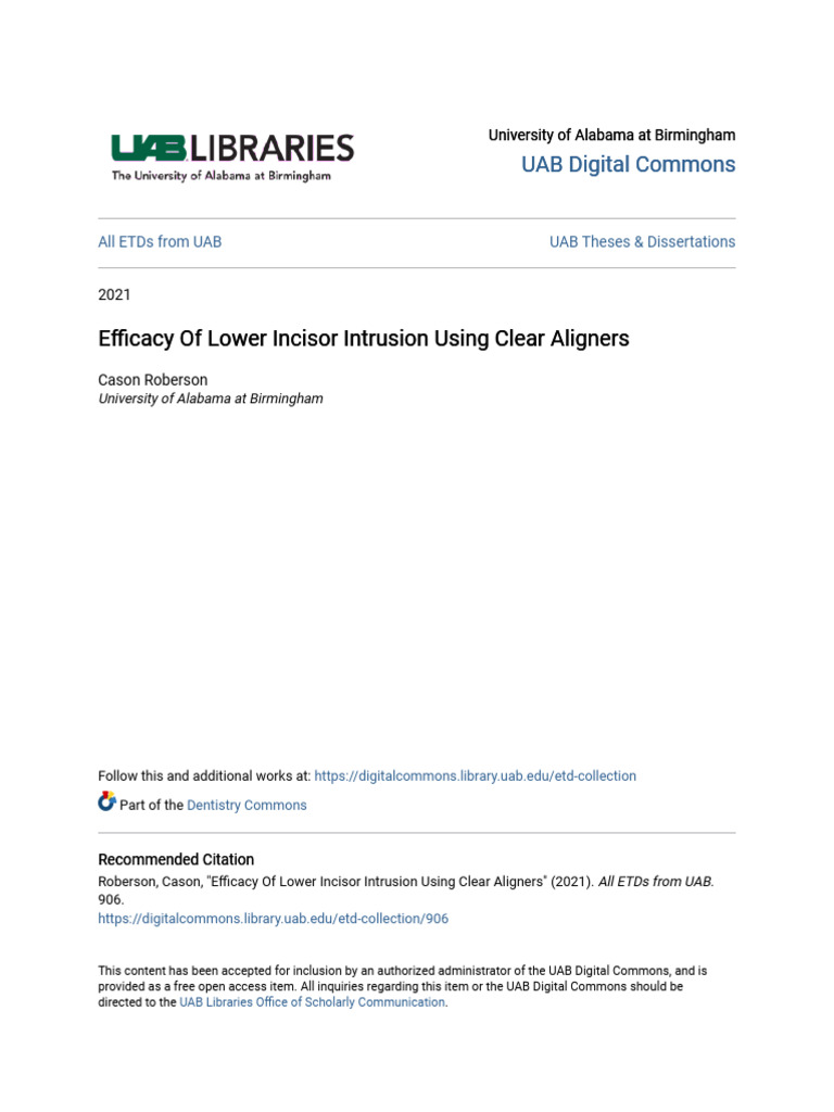 Efficacy of Lower Incisor Intrusion Using Clear Aligners | PDF ...