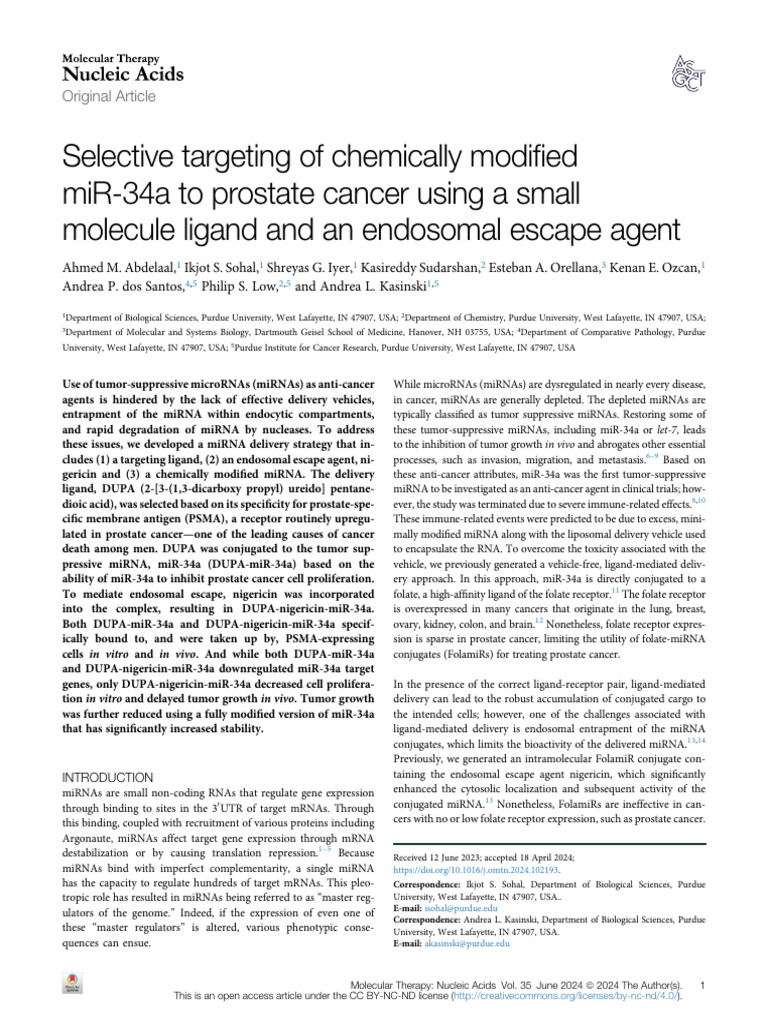 PIIS2162253124000805 - Prostate cancer research paper | PDF | Micro Rna ...