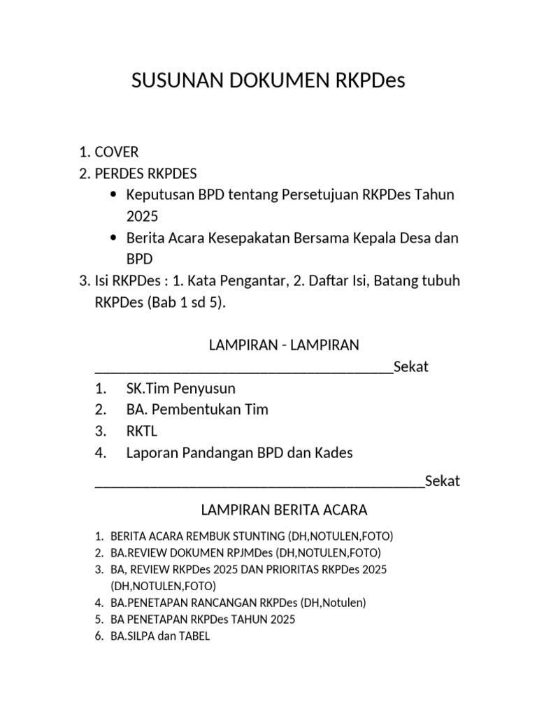 SUSUNAN DOKUMEN RKPDes | PDF