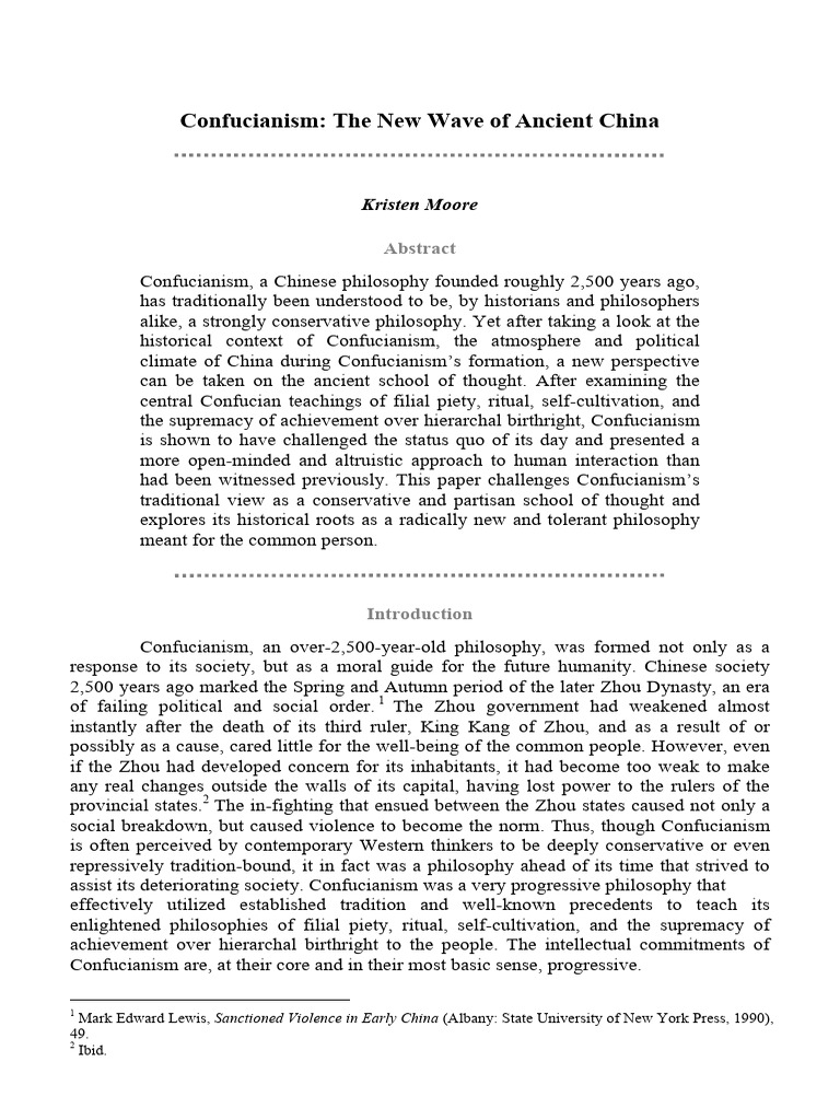 18 Confucianism - The New Wave of Ancient China - Final - Kristen Moore | PDF | Confucianism ...