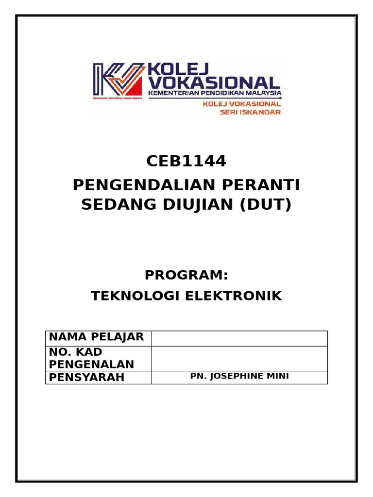 COVER CEB1144 PENGENDALIAN PERANTI SEDANG DIUJIAN (DUT) | PDF