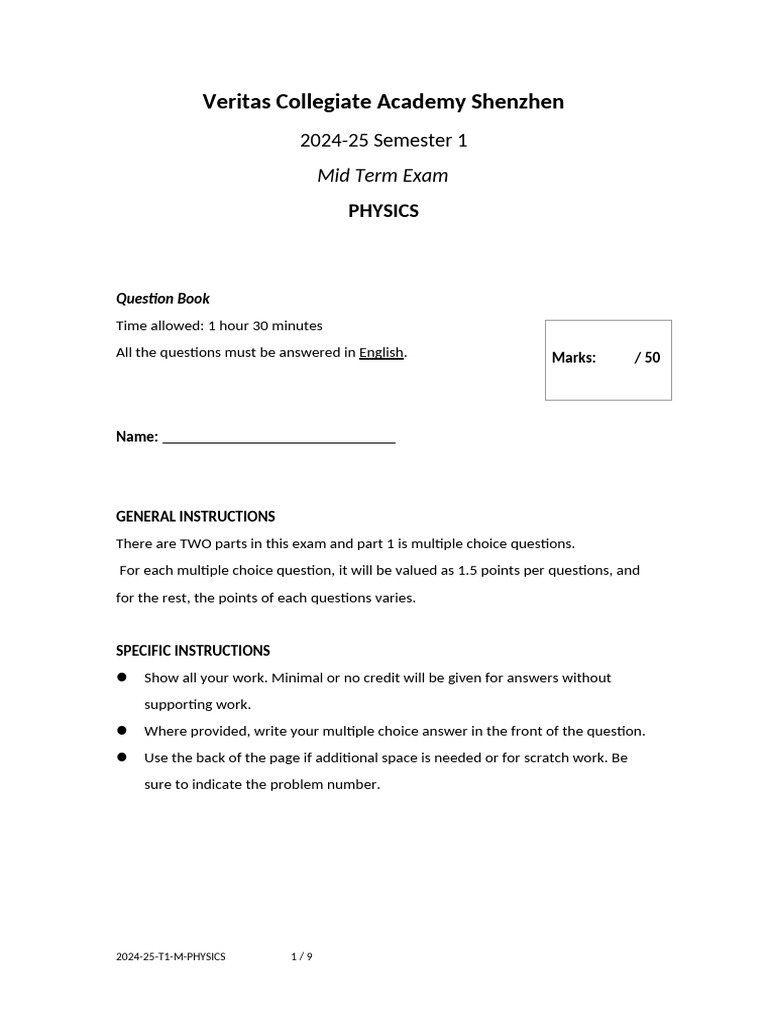 Physics Midterm | PDF