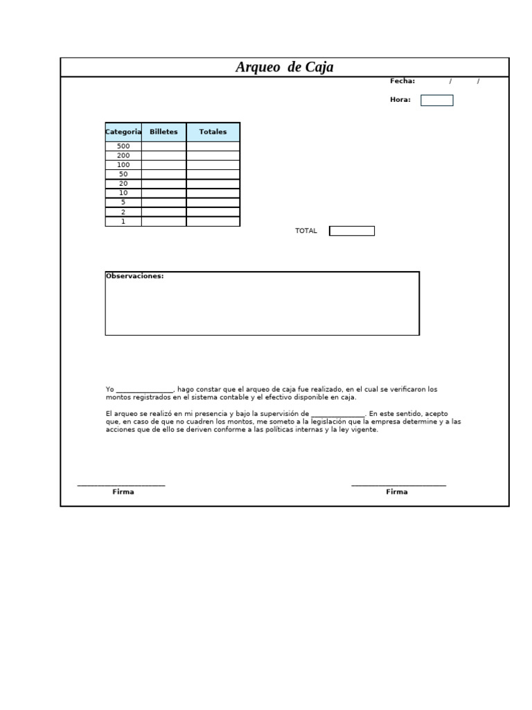 Arqueo de Caja Menor: Acta y Verificación | PDF