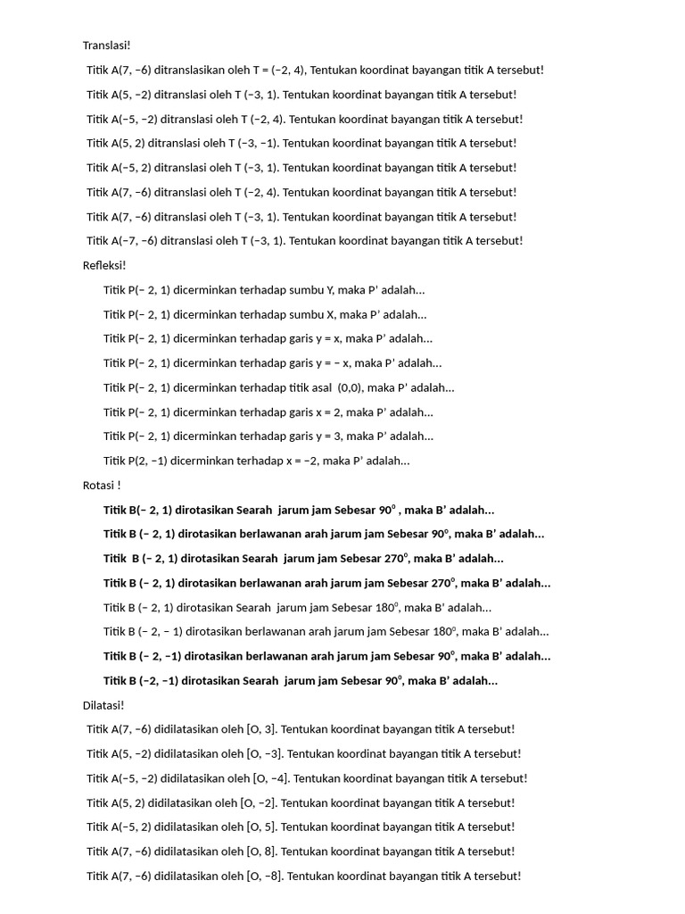 Soal UH Geo TRansformasi | PDF