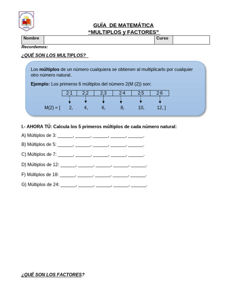 Múltiplos y Factores: Guía Práctica | PDF