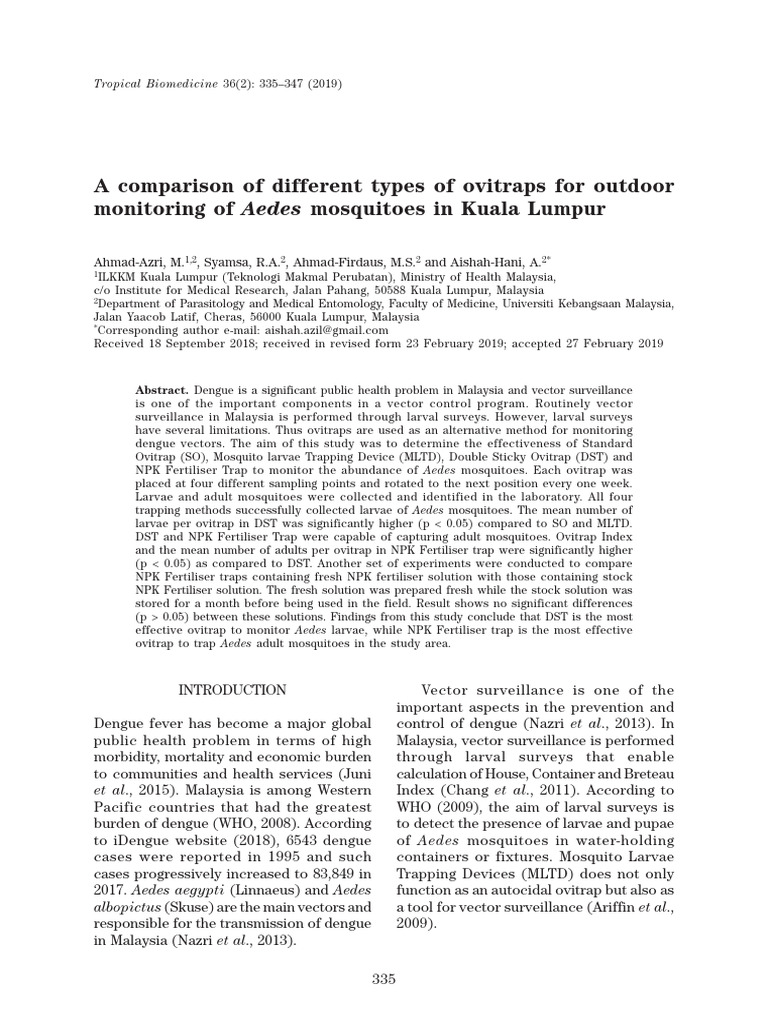 A Comparison of Different Types of Ovitraps For outdoor-PRINTED | PDF ...