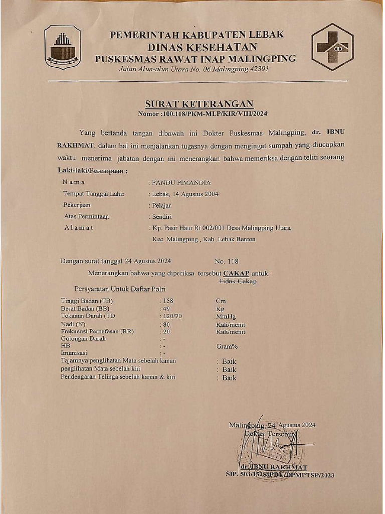 SURAT KESEHATAN FIX | PDF