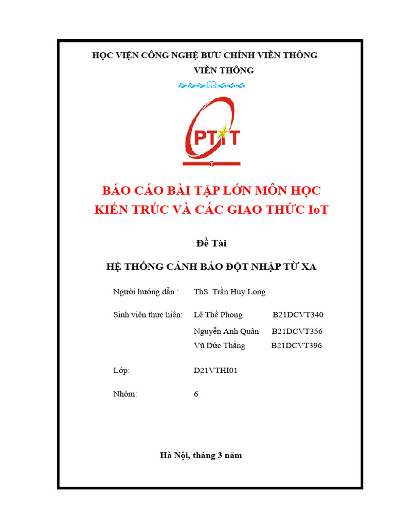 Báo Cáo Bài Tập Lớn Kiến Trúc Iot | PDF