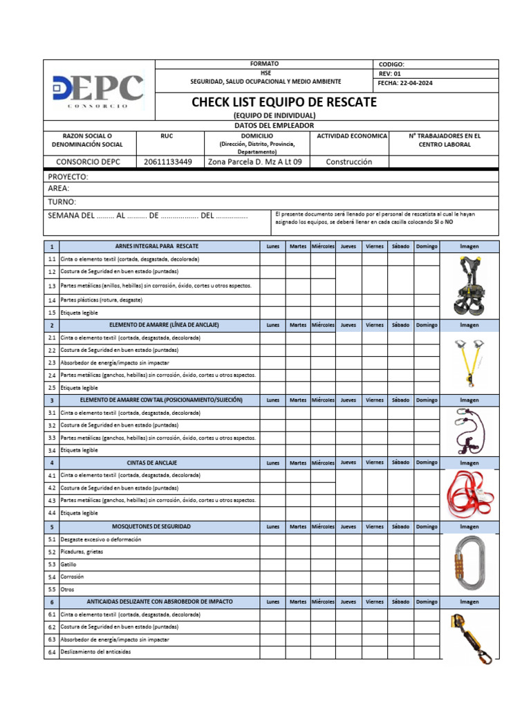 Checklist Individual Rescate | PDF