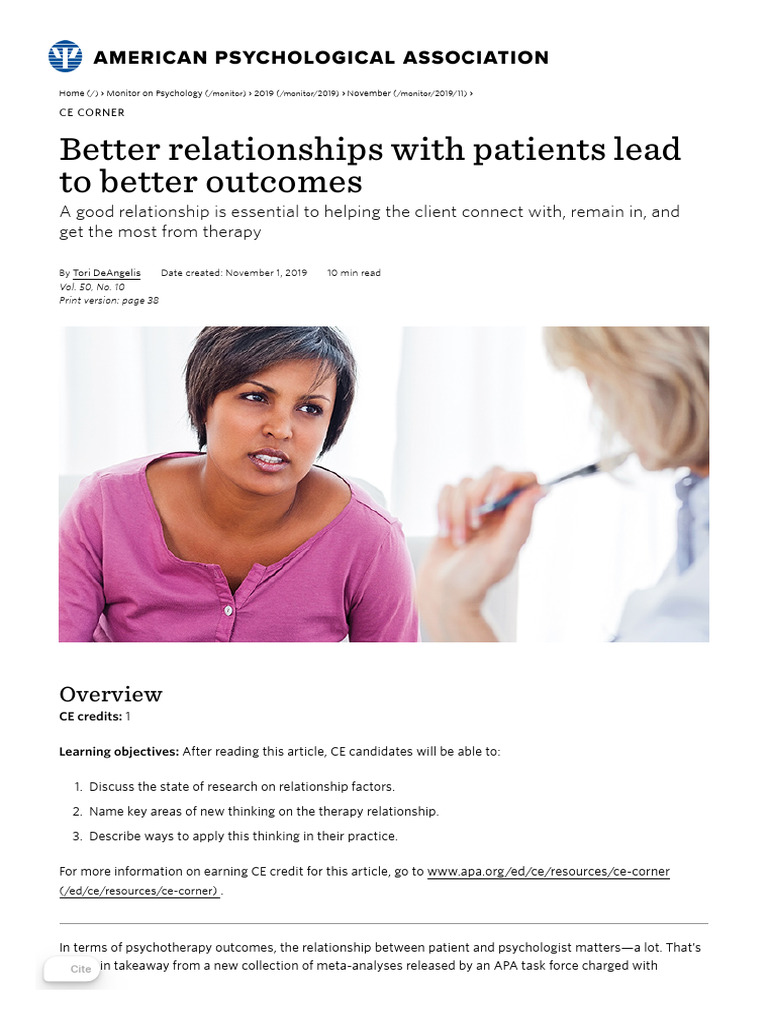 Enhancing Therapy Through Relationships | PDF | Psychotherapy | Psychology