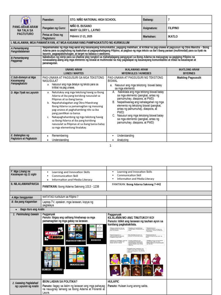 G7-MATATAG-DLP-Q4-W4-SY-2024-2025 | PDF