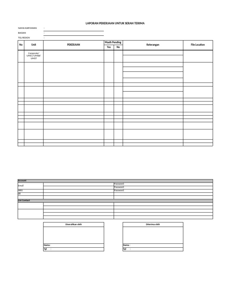 Form Serah Terima Pekerjaan | PDF