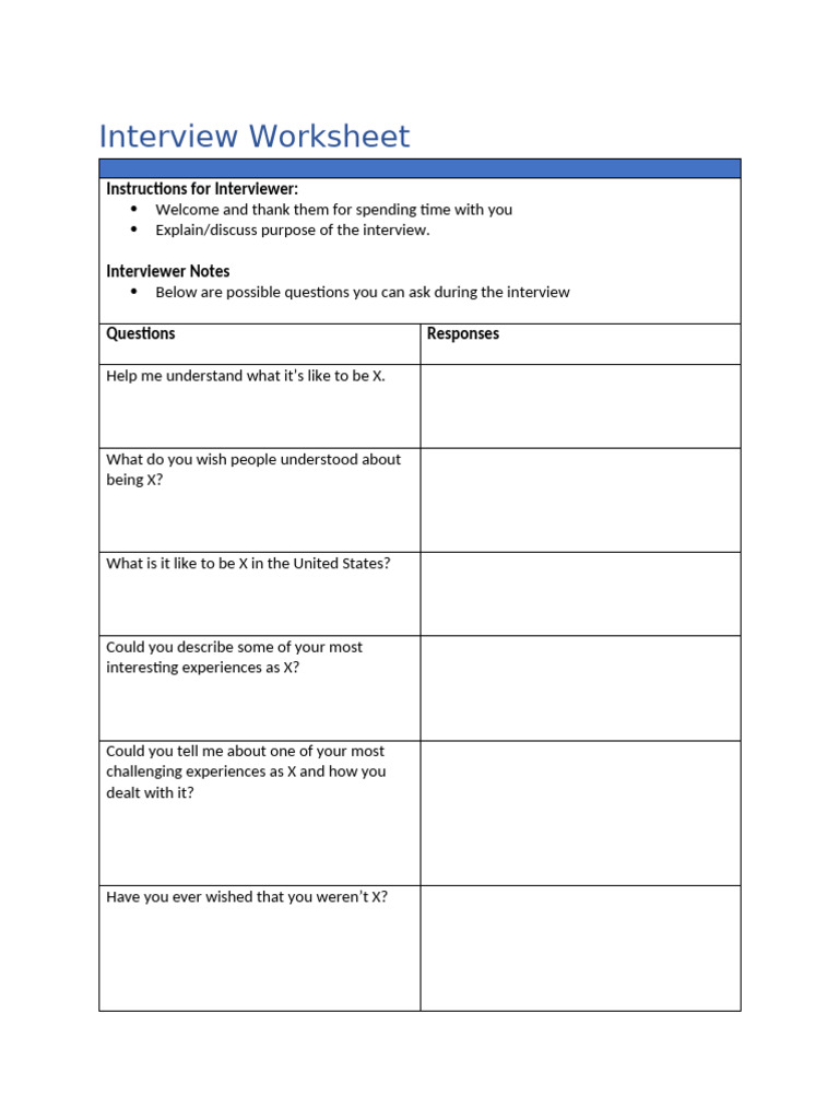 W06 Activity - Belonging-Document - Interview v2 | PDF