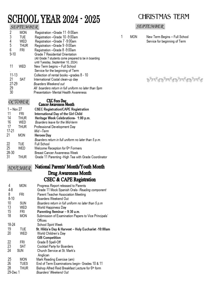 2025-2026 School Year Calendar Events | PDF