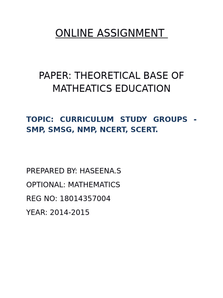 Mathematics Curriculum Study Groups Overview | PDF | Mathematics ...