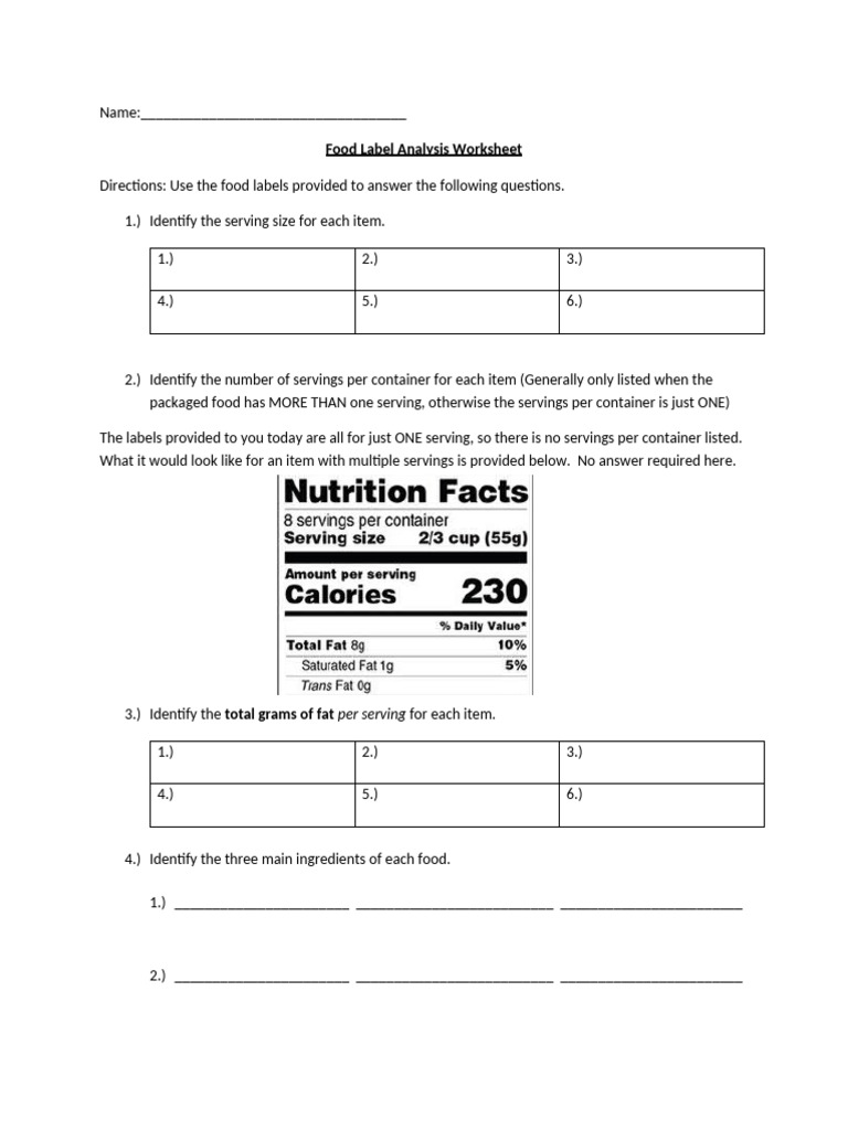 Maurissa Hughes - Food Label Analysis Worksheet REVISED 2019 Because No ...