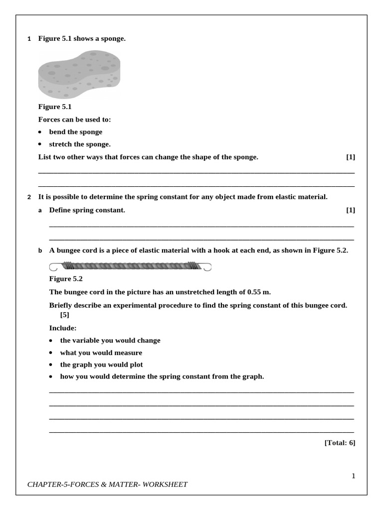 UNIT 5-FORCES & MATTER WORKSHEET | PDF | Pressure | Force