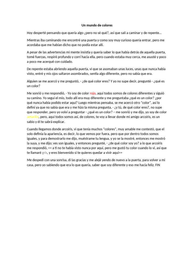 Un mundo de colores y diferencias | PDF