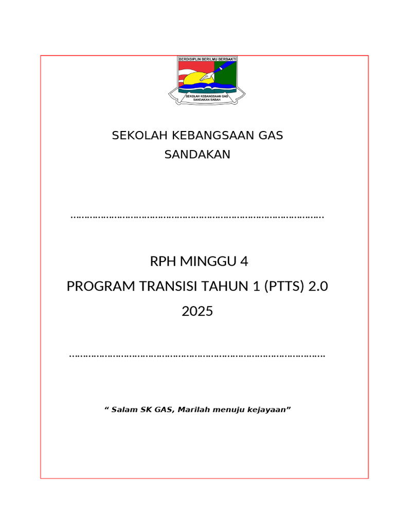 Contoh RPH Minggu Transisi | PDF