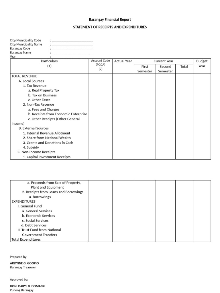 Barangay Financial Report Overview | PDF