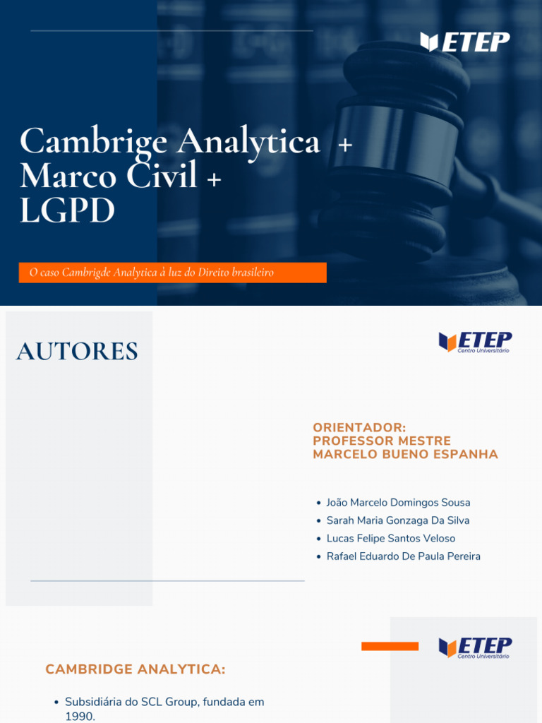Cambrige Analytica + Marco Civil + LGPD | PDF