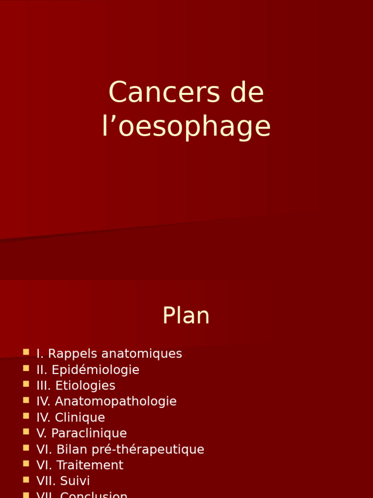 8- Cancers de l’Oesophage | PDF | Cancer de l'œsophage | Œsophage