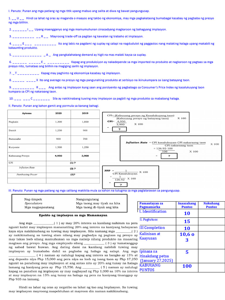 AP9 Q3 WW3 (Implasyon) | PDF