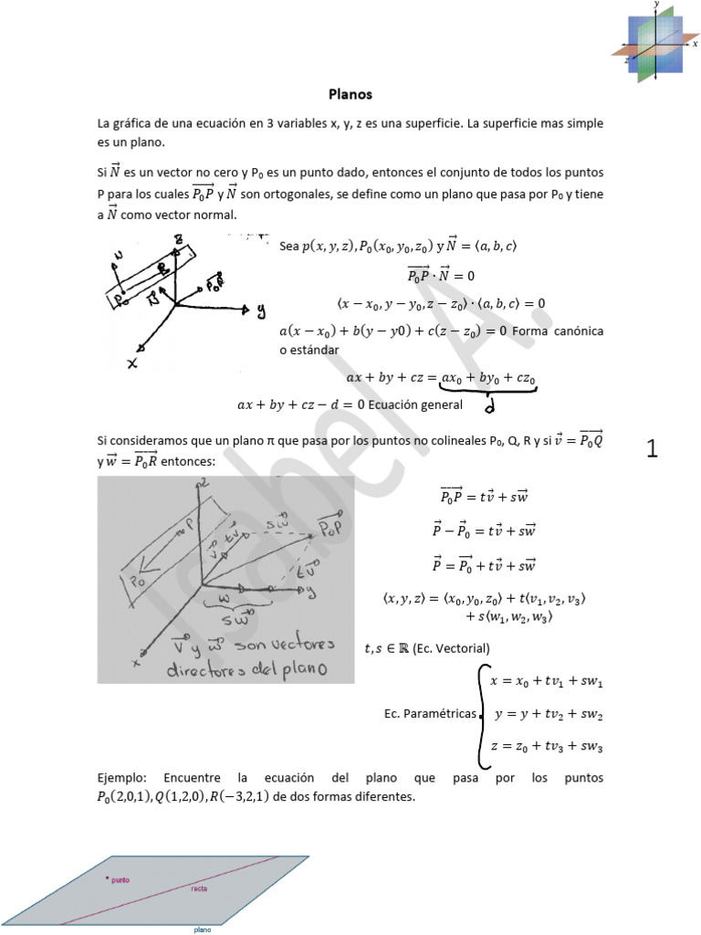 Planos y Rectas en El Espacio | PDF | Línea (geometría) | Ecuaciones