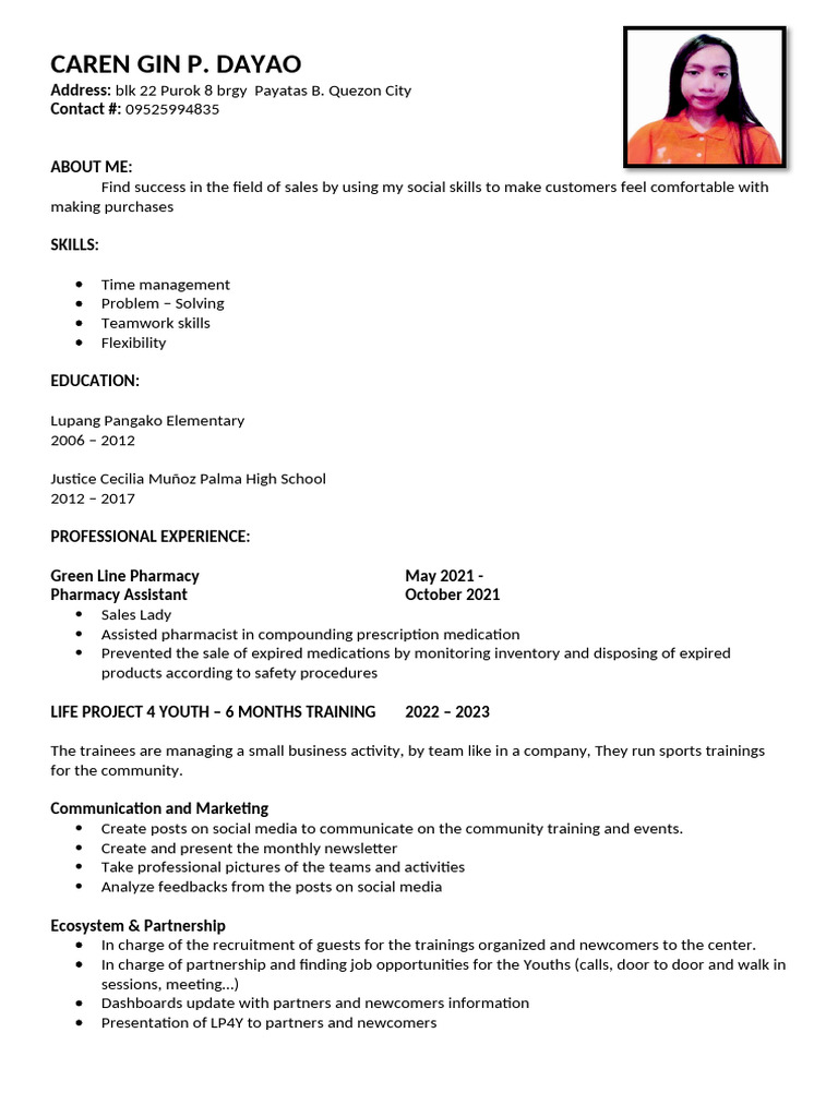 Caren Gin p. Dayao | PDF | Pharmacy | Pharmacology