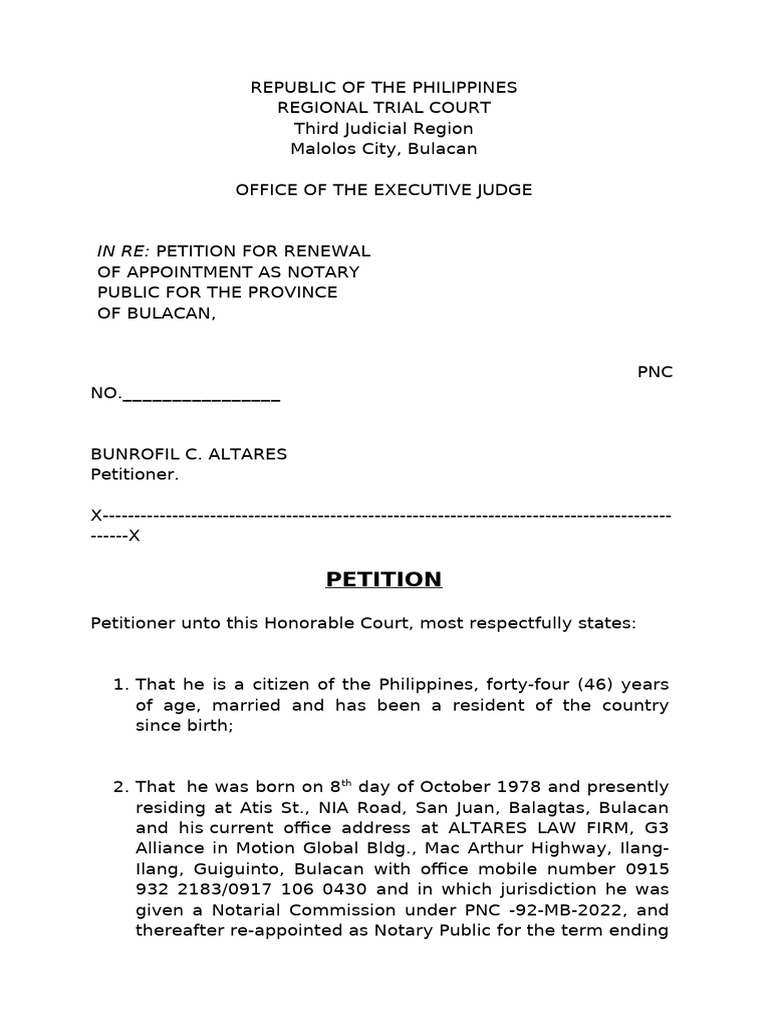 2022-Petition For Notarial Commission | PDF | Affidavit | Common Law