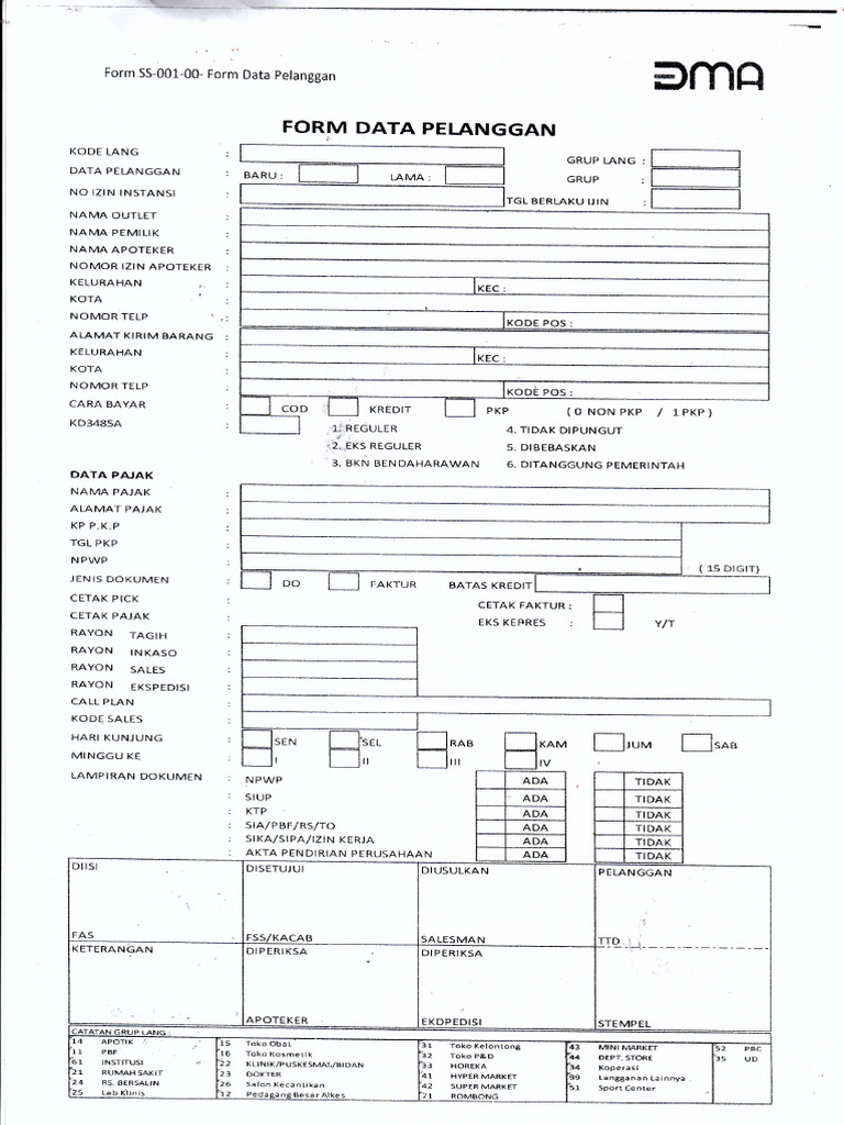 Formulir Data Pelanggan Apotek | PDF