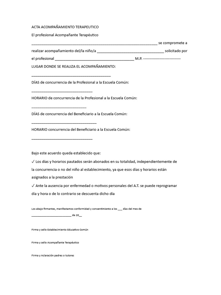 Acta Acompañamiento Terapeutico | PDF