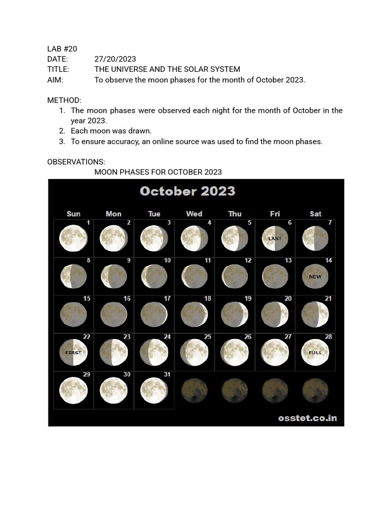 LAB #20 Moon Phases | PDF
