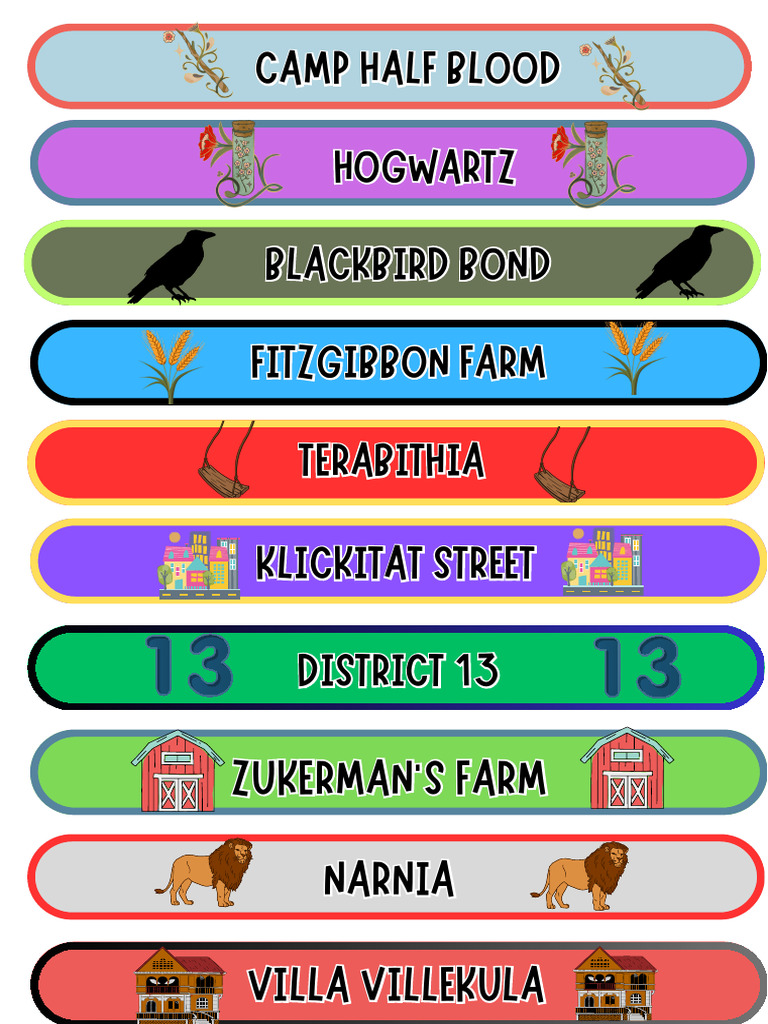 School Folder Labels in Colorful Illustrative Design | PDF